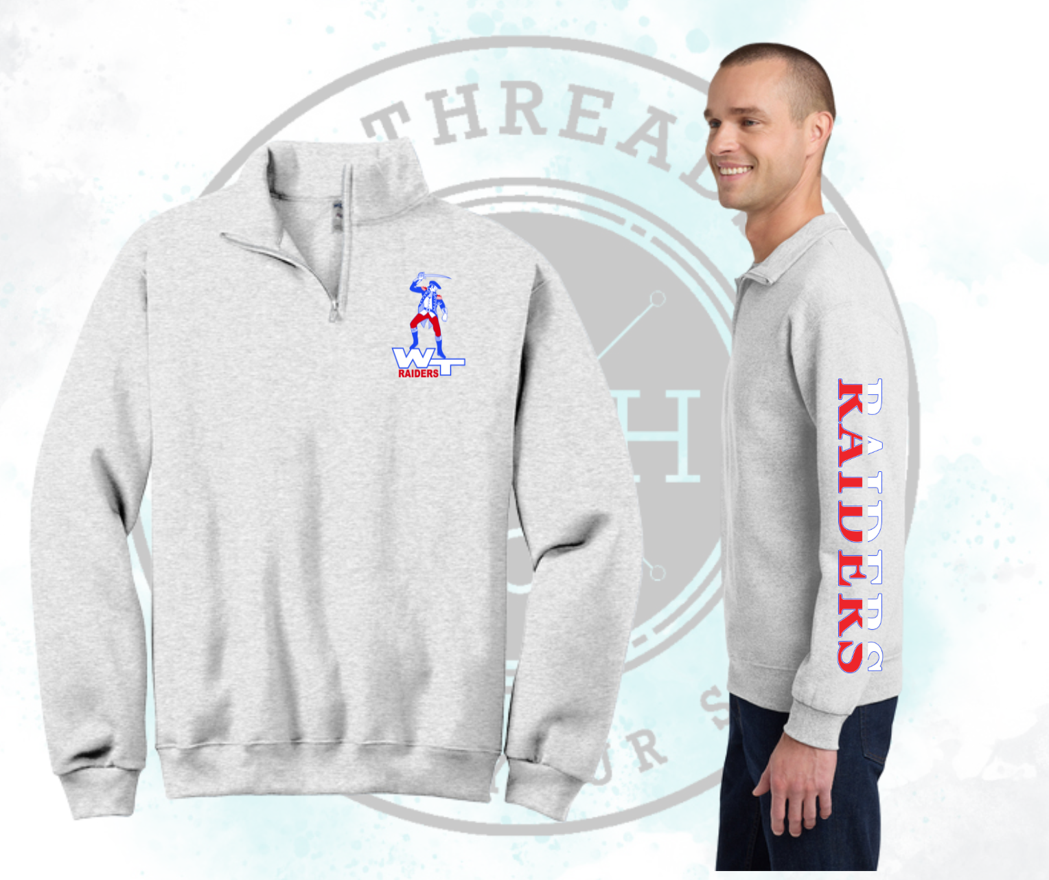 Raiderman Left Chest Raider Sleeve Quarter Zip – Heier Threads